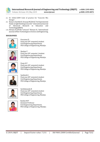 IRJET- An Experimental Study on Light Transmitting Concrete | PDF
