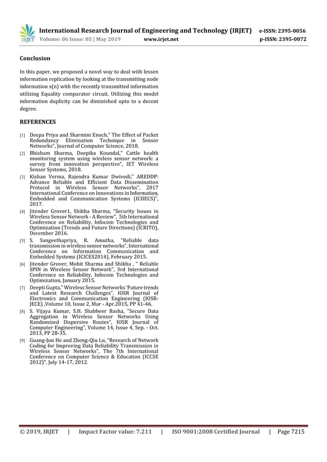 IRJET- Data Duplicity Reduction Model for WSN | PDF