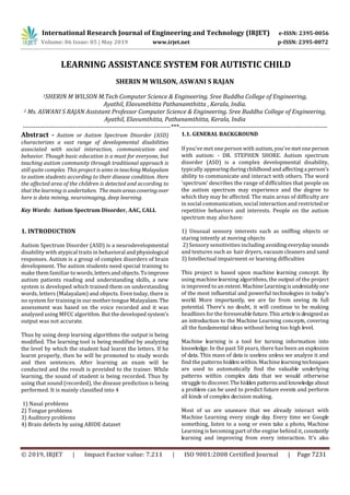 IRJET- Learning Assistance System for Autistic Child | PDF