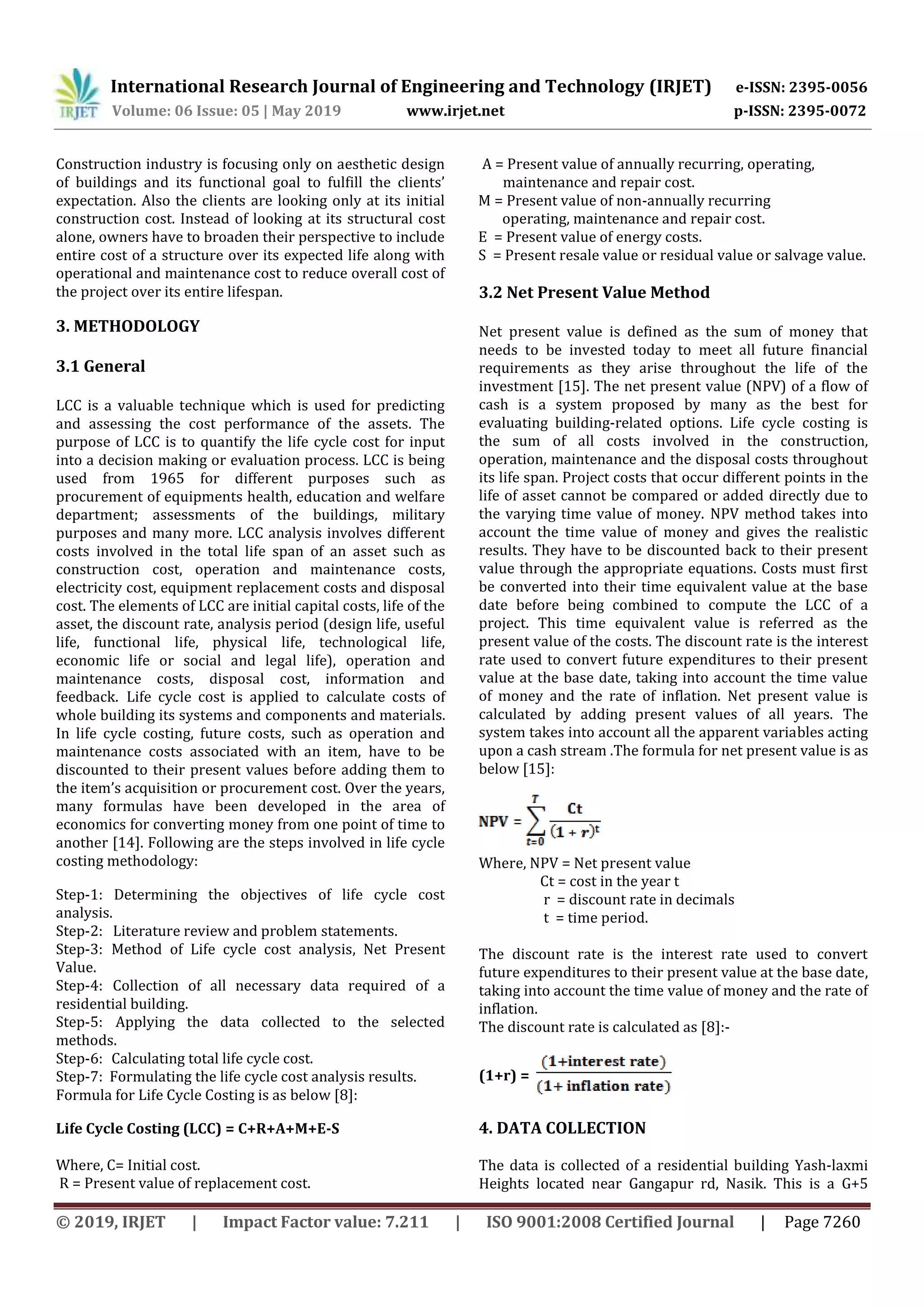 IRJET- Life Cycle Cost Analysis of a Residential Building | PDF