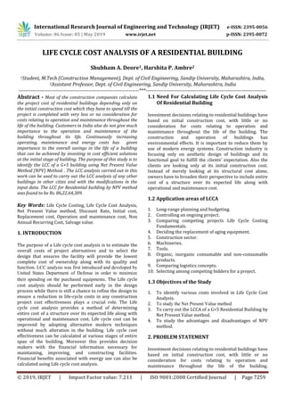 IRJET- Life Cycle Cost Analysis of a Residential Building | PDF