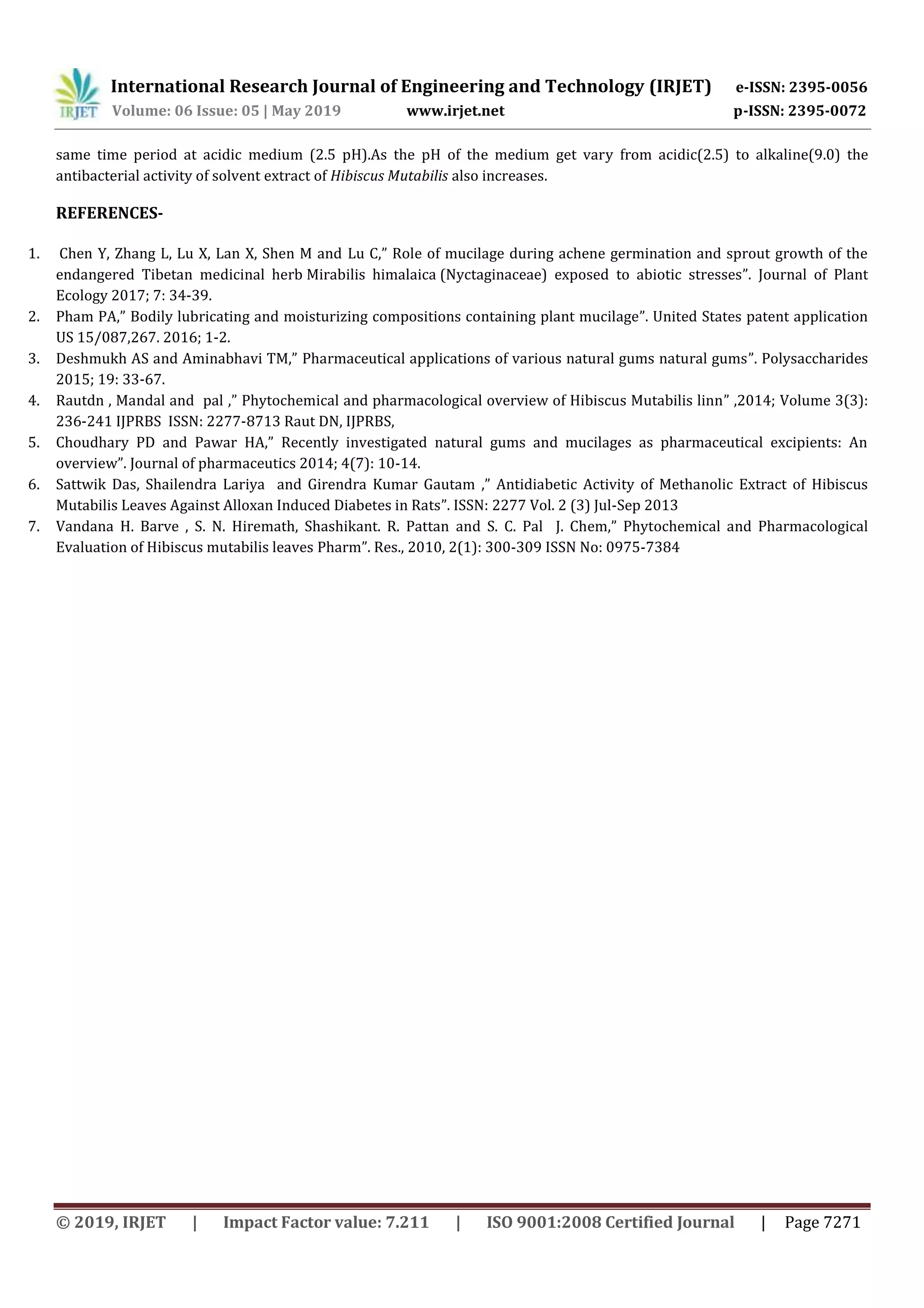 IRJET- Phytochemical Screening and Effect of PH in the Antimicrobial Activity of Different ...