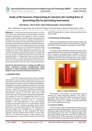 IRJET- Study of Mechanism of Quenching & Calculate the Cooling Rate of Quenching Oils by ...