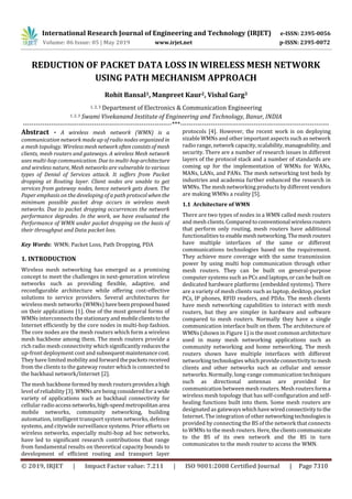 IRJET- Reduction of Packet Data Loss in Wireless Mesh Network using Path Mechanism Approach | PDF