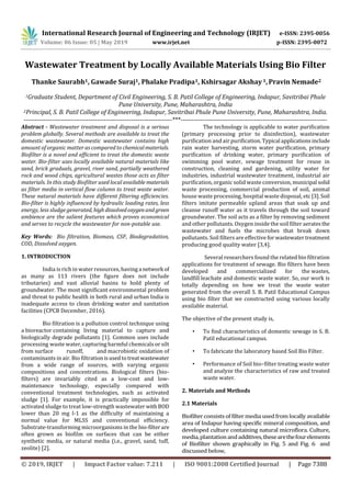 IRJET- Wastewater Treatment by Locally Available Materials using Bio Filter | PDF