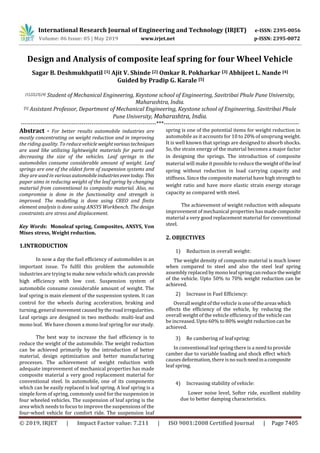 IRJET- Design and Analysis of Composite Leaf Spring for Four Wheel ...