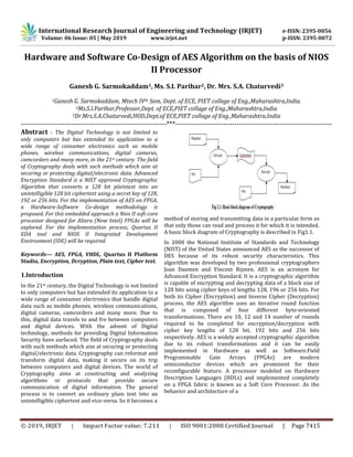 IRJET- Hardware and Software Co-Design of AES Algorithm on the basis of NIOS II Processor | PDF
