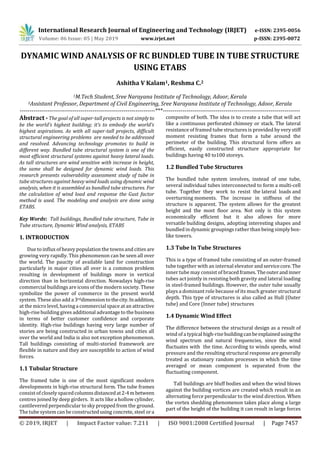 IRJET- Dynamic Wind Analysis of RC Bundled Tube in Tube Structure using ETABS | PDF