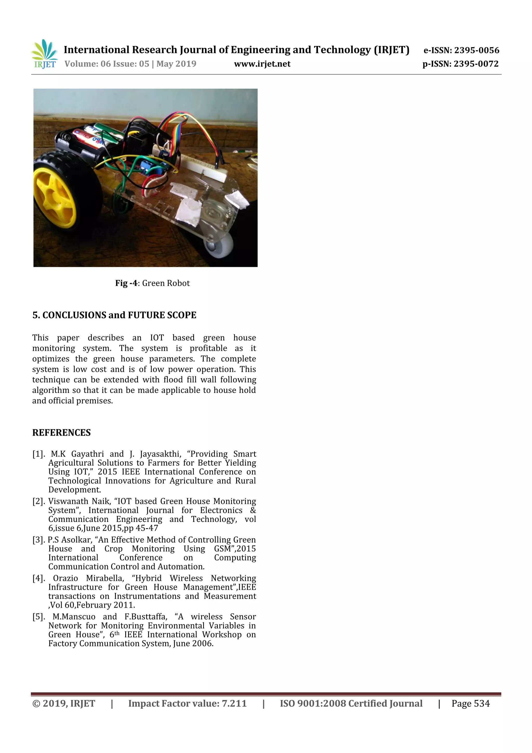 IRJET- IoT based Automated Green House Monitoring and Control System | PDF