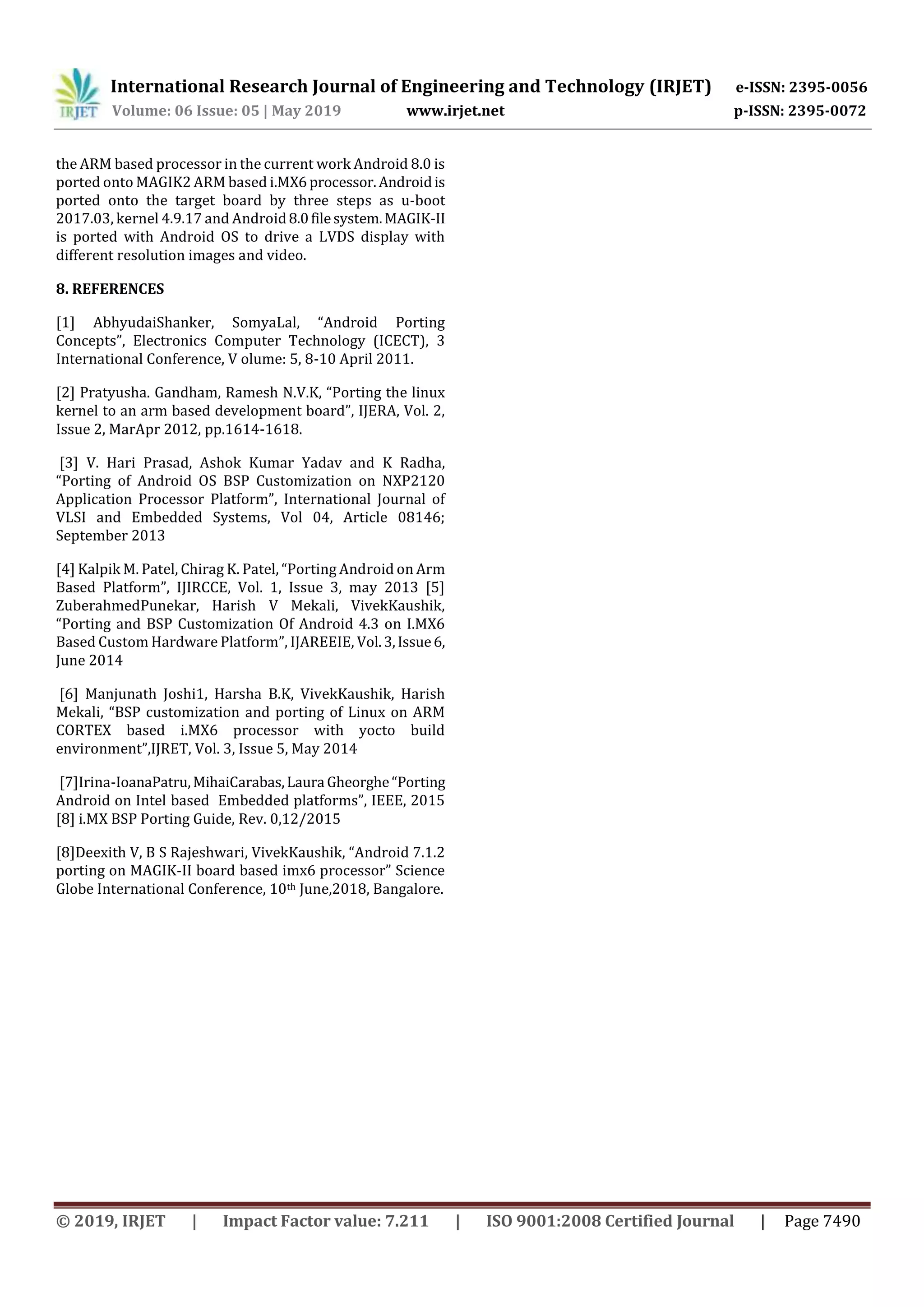 IRJET- Porting Android 8.0 onto iMX6 Processor based Platform with Driving an LVDS Display | PDF