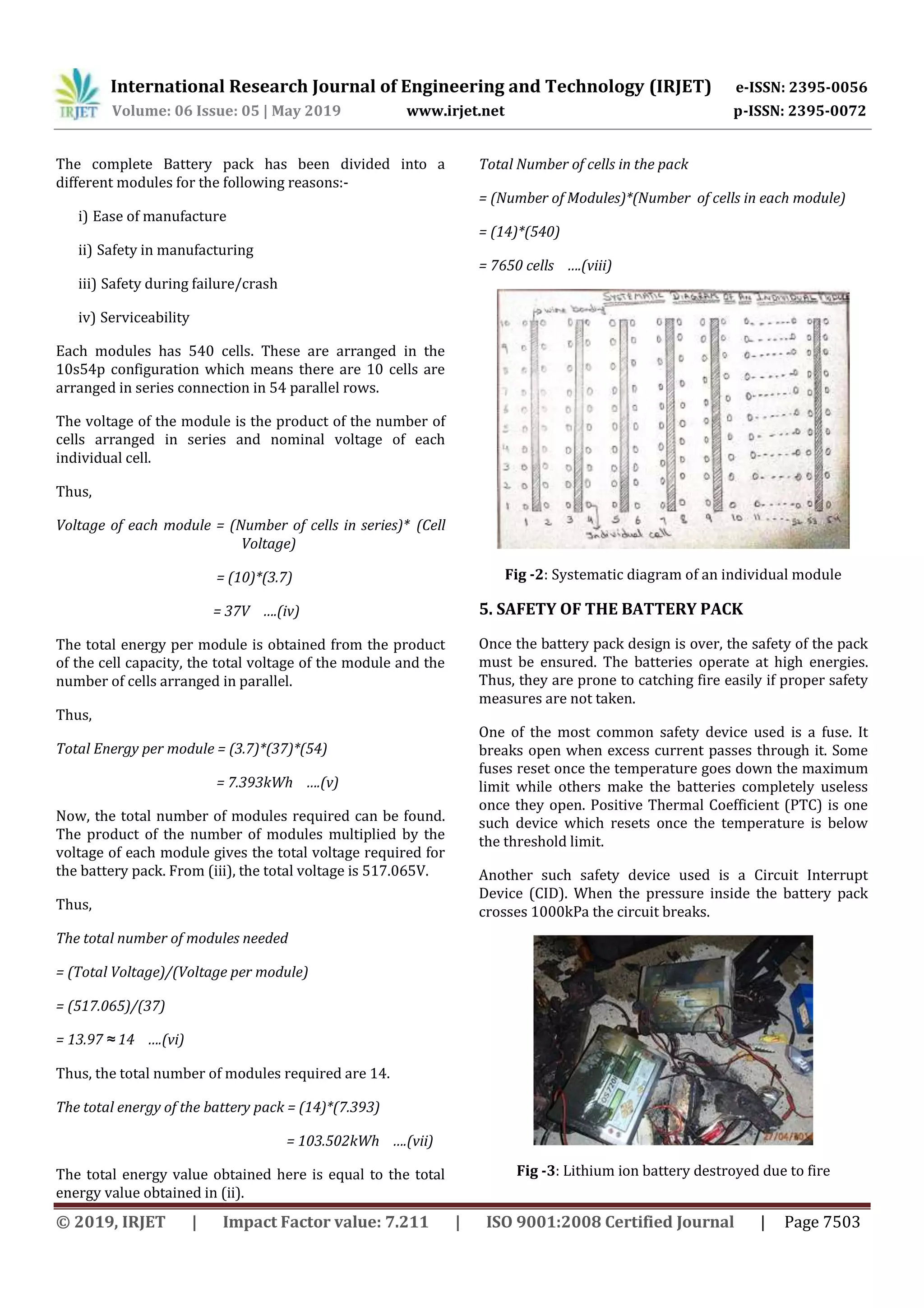 IRJET- Design of Battery Pack for Electric Vehicles | PDF