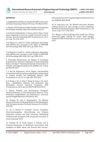 IRJET- Secure Data Sharing in Cloud Computing using Revocable Storage Identity based Encryption ...