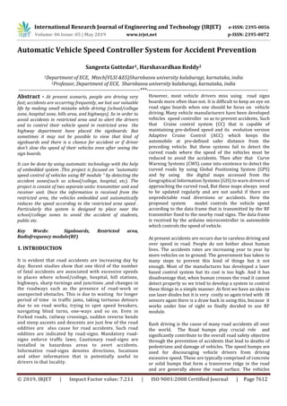 IRJET- Automatic Vehicle Speed Controller System for Accident Prevention | PDF