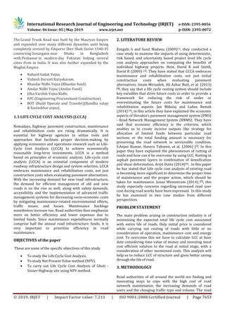 IRJET- A Study on Life Cycle Cost Analysis for Roads | PDF
