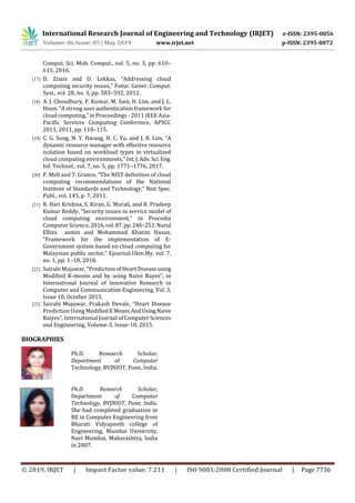 IRJET- Authentication and Access Control for Cloud Computing Comparing Problem Issues and ...