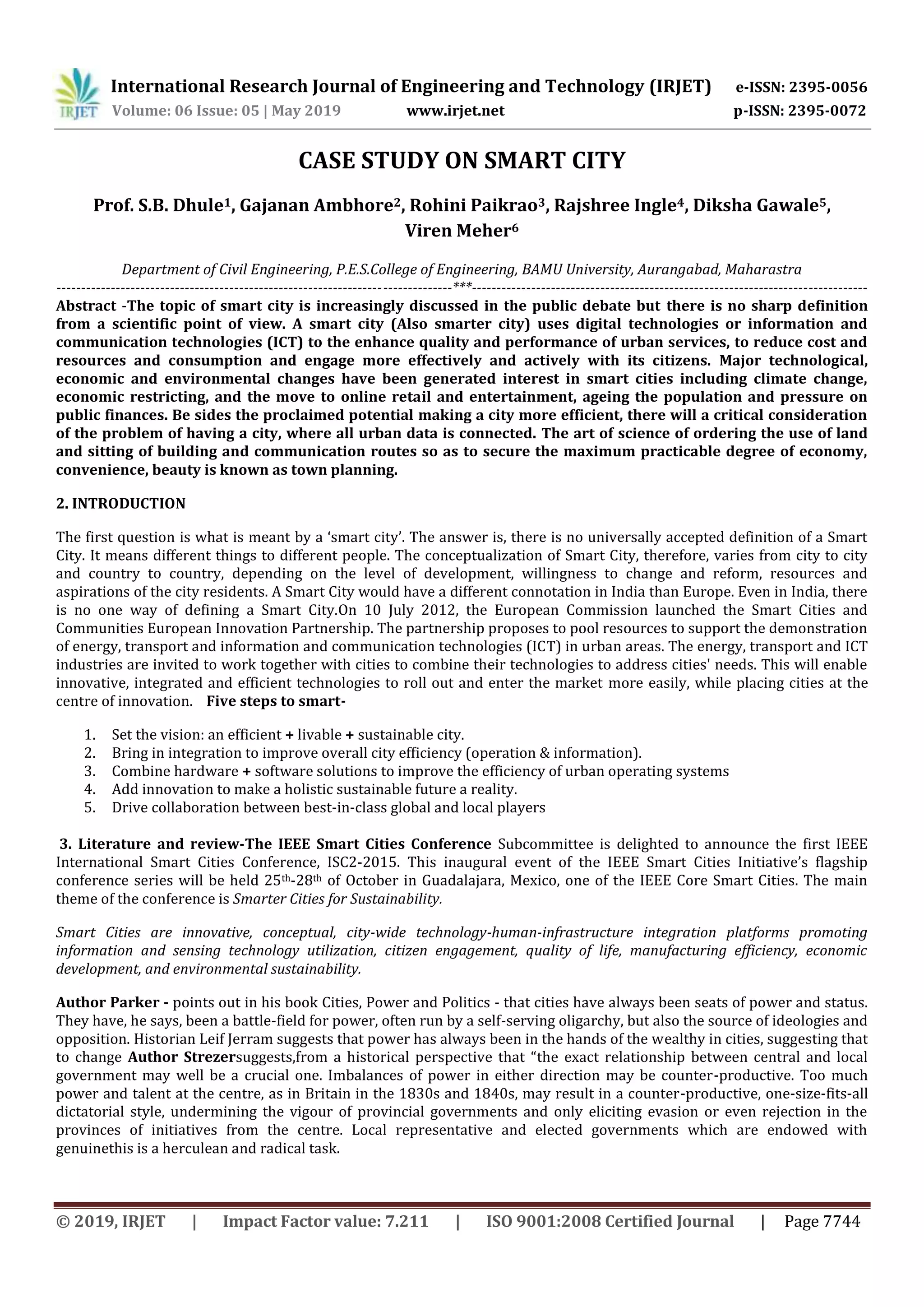 Case Study on Smart City | PDF