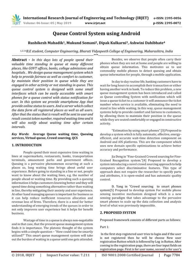 IRJET- Queue Control System using Android | PDF