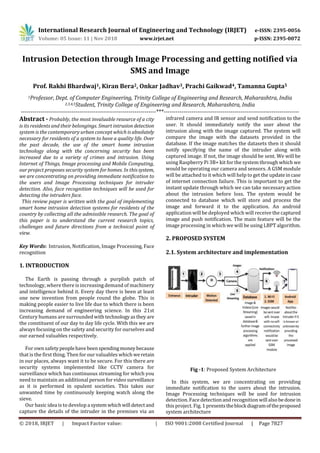 IRJET- Intrusion Detection through Image Processing and Getting Notified Via SMS and Image | PDF