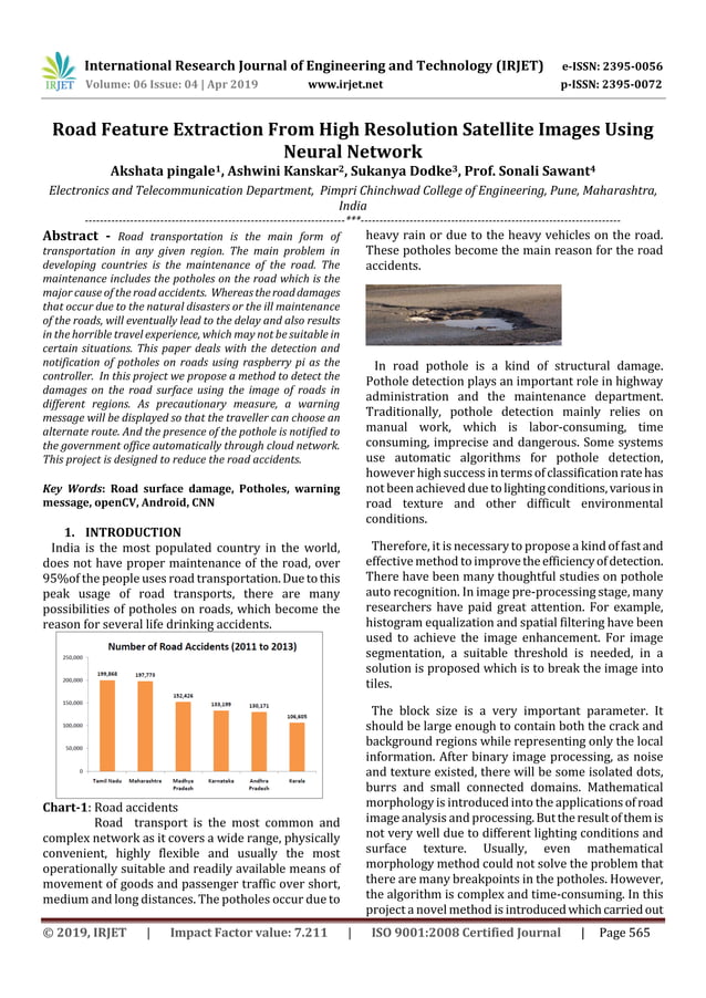 IRJET- Road Feature Extraction from High Resolution Satellite Images using Neural Network | PDF