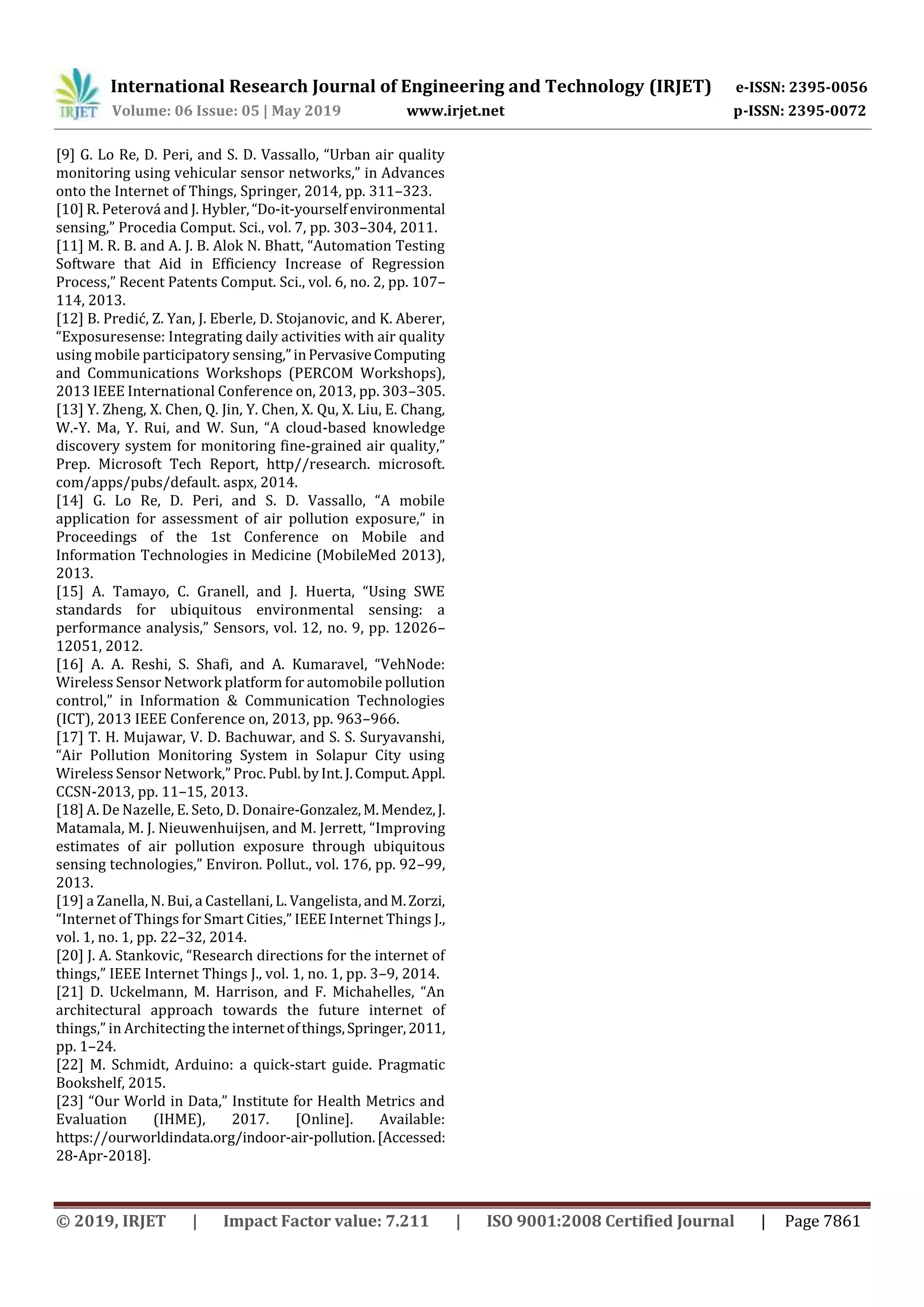 IRJET- IoT based Air Pollution Monitoring System to Create a Smart ...