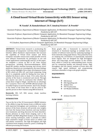 IRJET- A Cloud based Virtual Brain Connectivity with EEG Sensor using Internet of Things (IoT) | PDF