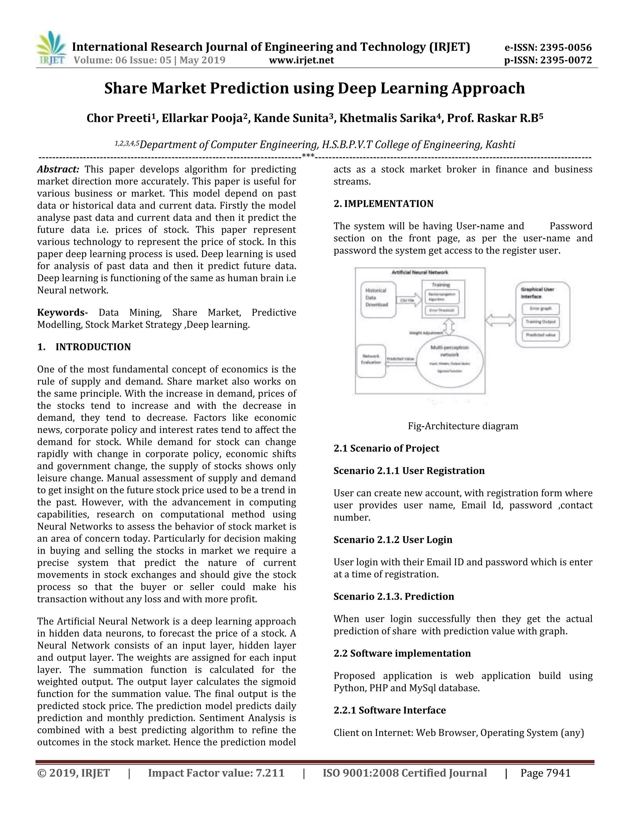 IRJET- Share Market Prediction using Deep Learning Approach | PDF