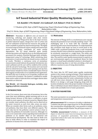 IRJET- IoT based Industrial Water Quality Monitoring System | PDF