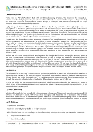 IRJET- Laterite Soil Stabilisation by using Terrazyme for Road ...
