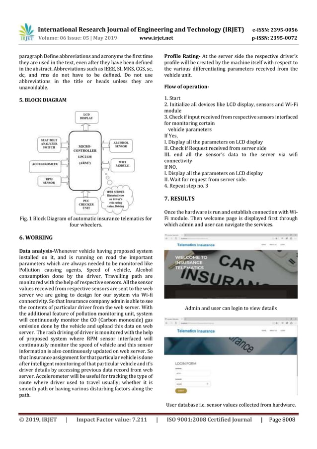 IRJET- Automatic Insurance Telematics for Four Wheelers | PDF