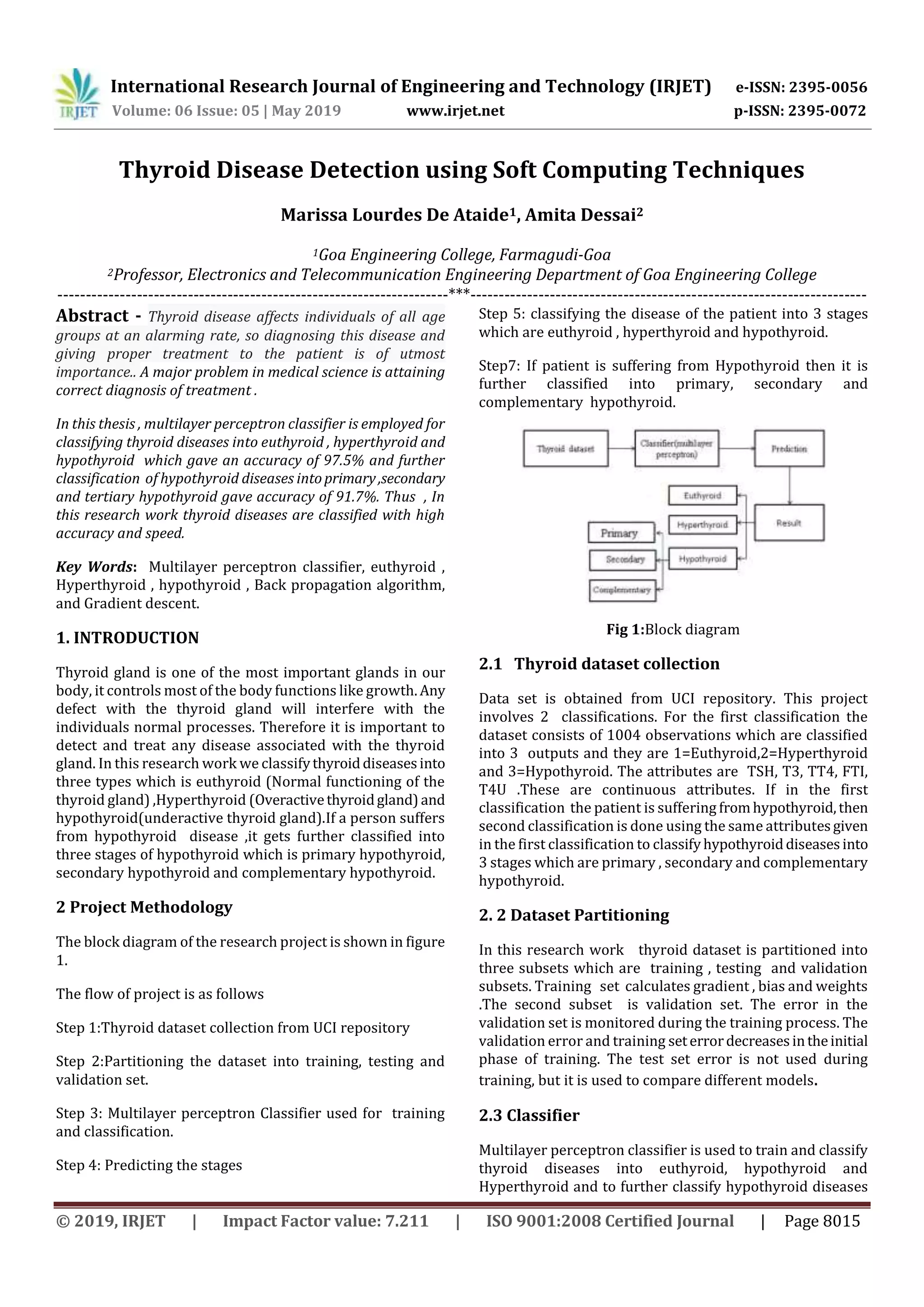 IRJET- Thyroid Disease Detection using Soft Computing Techniques | PDF