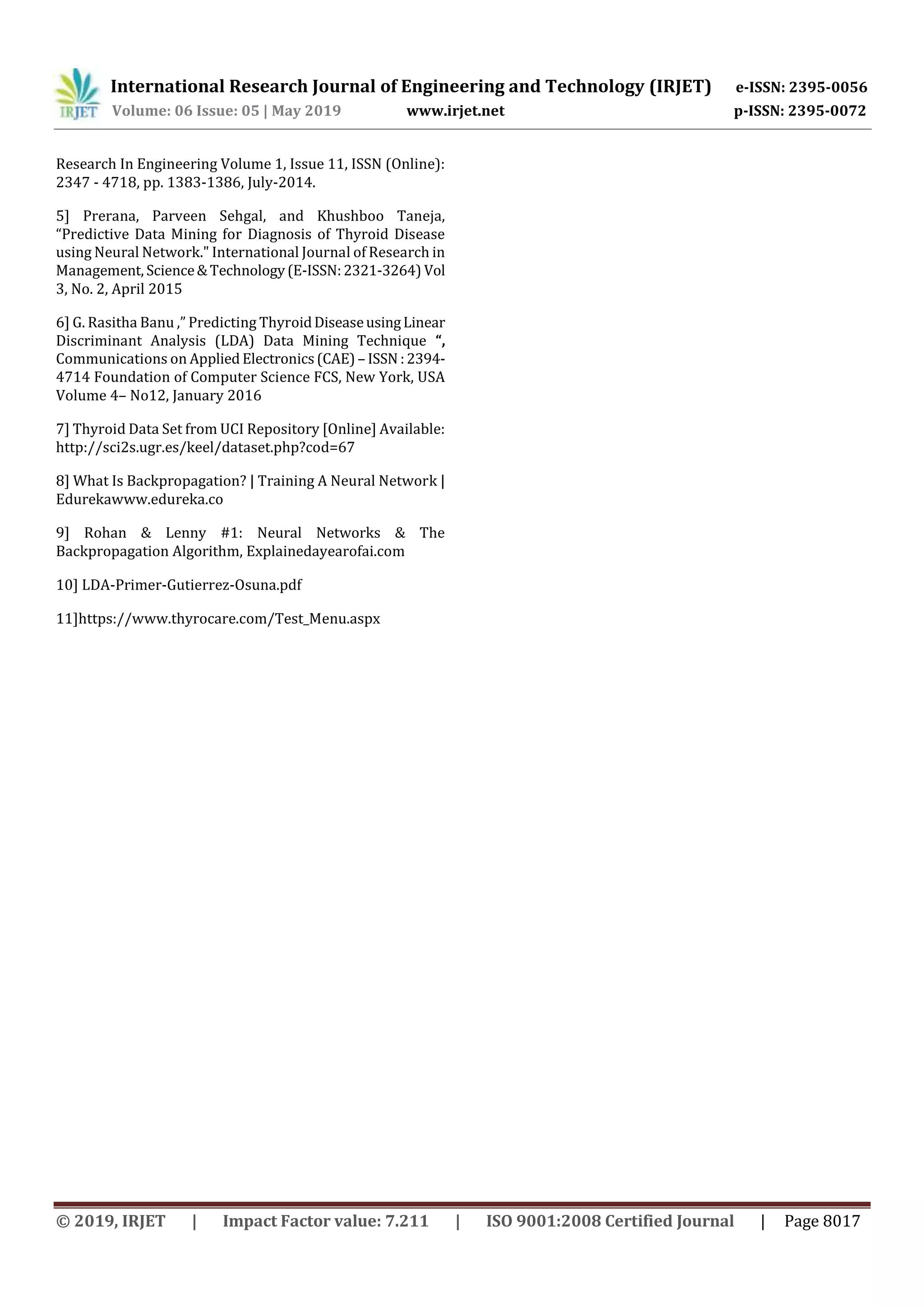 IRJET- Thyroid Disease Detection using Soft Computing Techniques | PDF