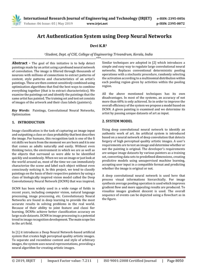IRJET- Art Authentication System using Deep Neural Networks | PDF