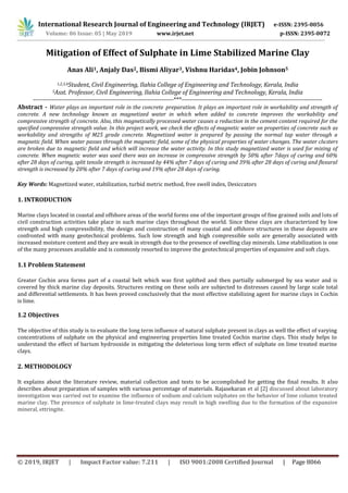 IRJET- Mitigation of Effect of Sulphate in Lime Stabilized Marine Clay ...