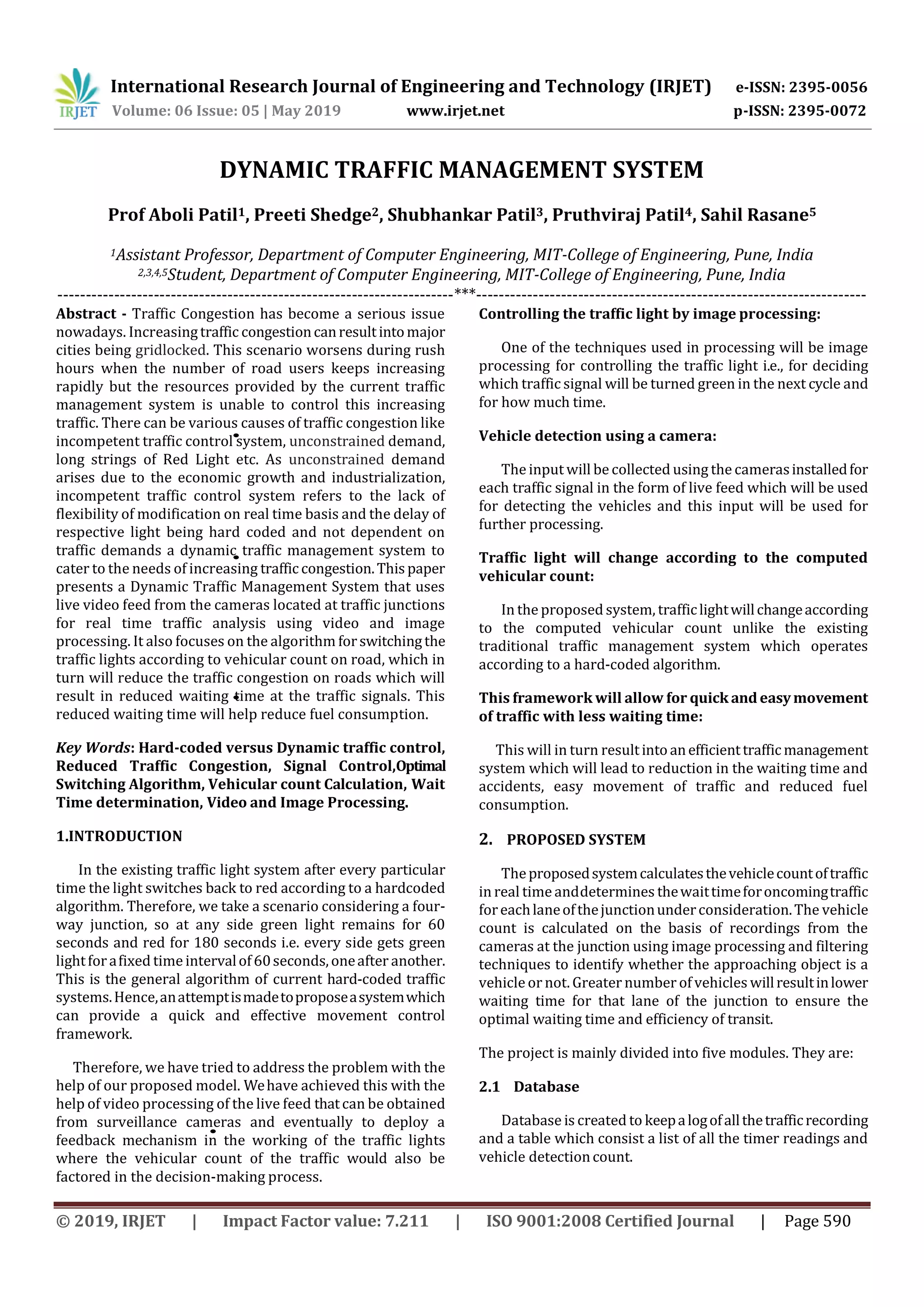 IRJET- Dynamic Traffic Management System | PDF IRJET- Dynamic Traffic Management System | PDF