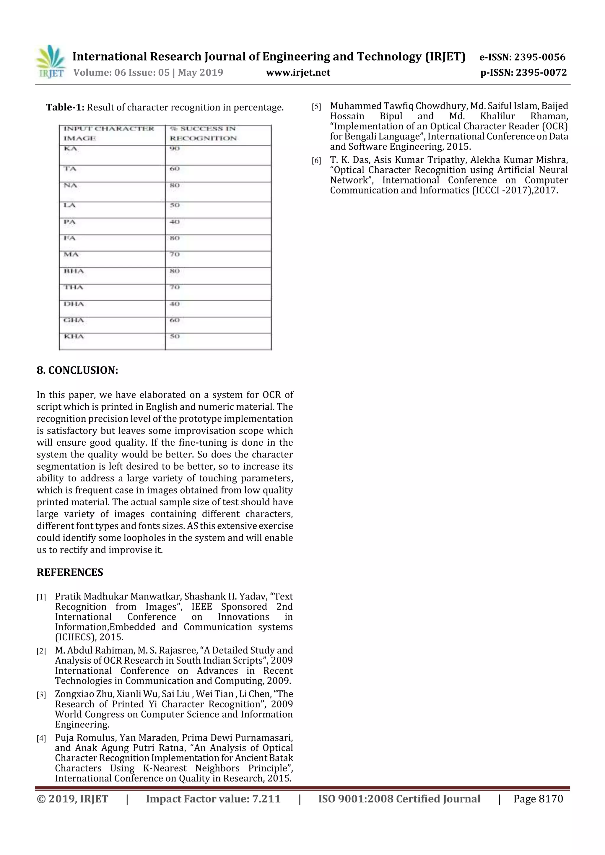 IRJET-Optical Character Recognition using ANN | PDF | Desktop ...
