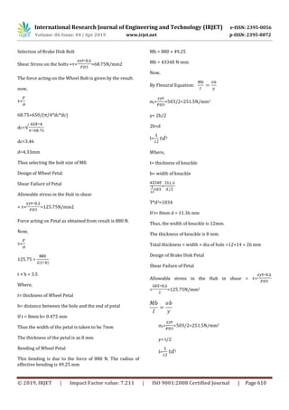 IRJET Design and Optimization of Wheel Hub for Formula ATA Race Car | PDF