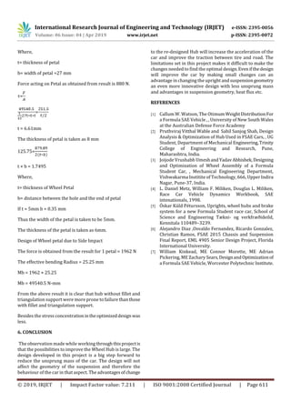 IRJET Design and Optimization of Wheel Hub for Formula ATA Race Car | PDF