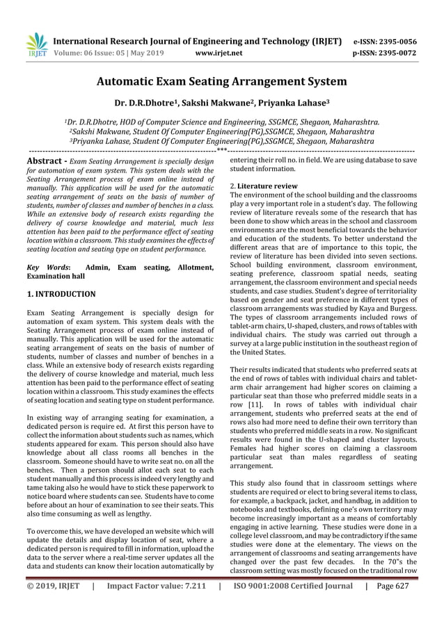 IRJET- Automatic Exam Seating Arrangement System | PDF