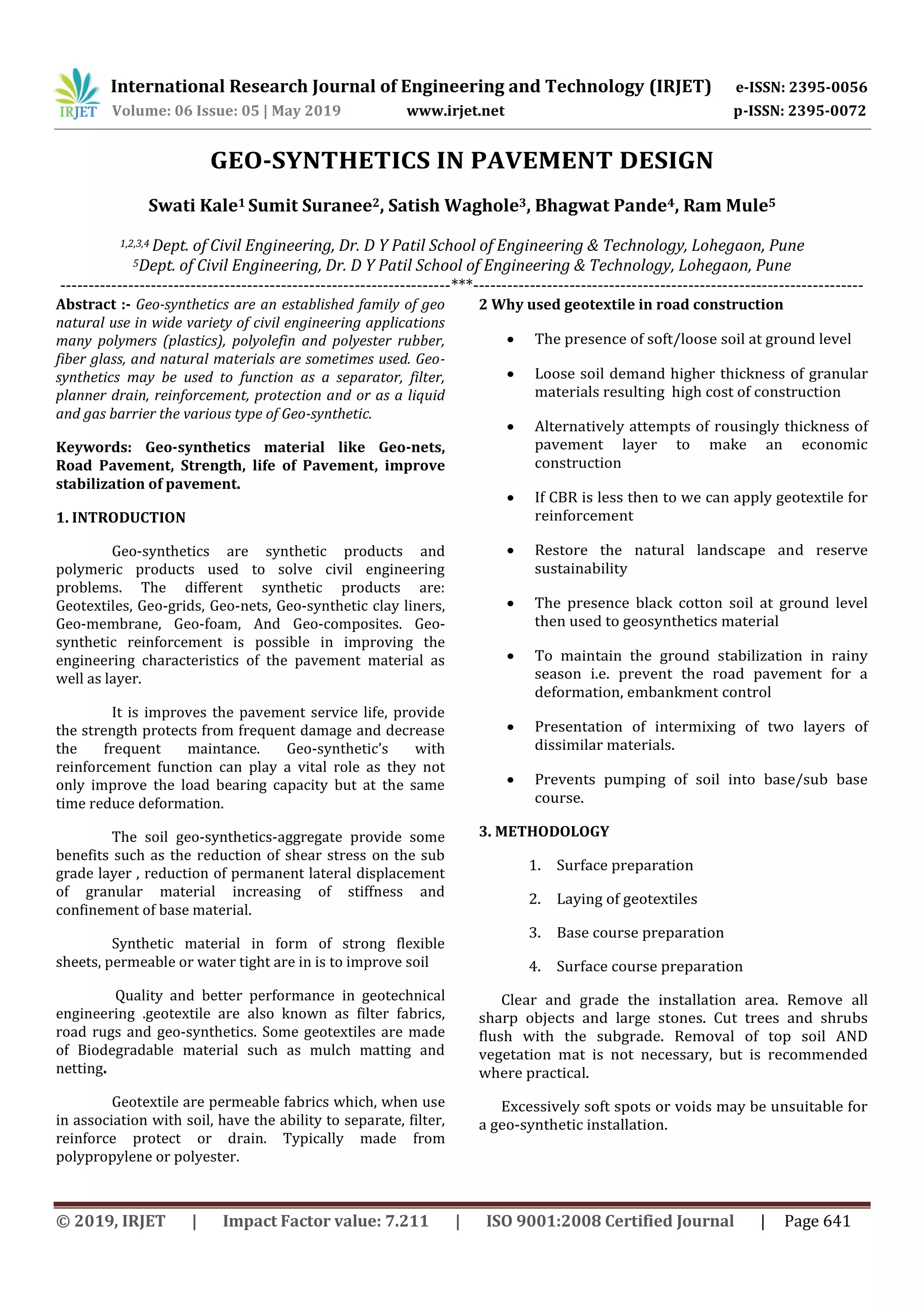IRJET- Geo-Synthetics in Pavement Design | PDF