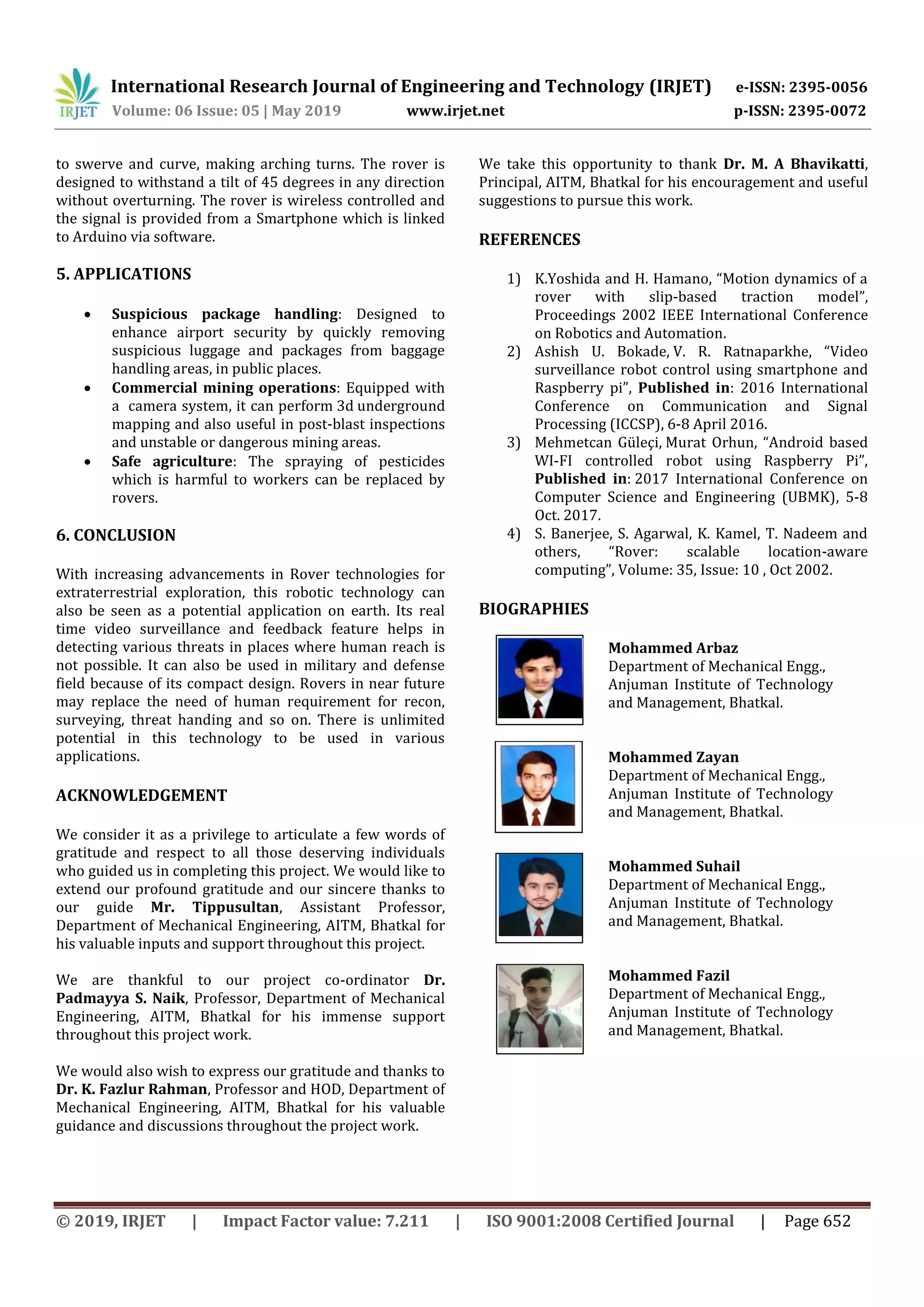 IRJET- Multi-Function Rover based on Rocker-Bogie Mechanism | PDF