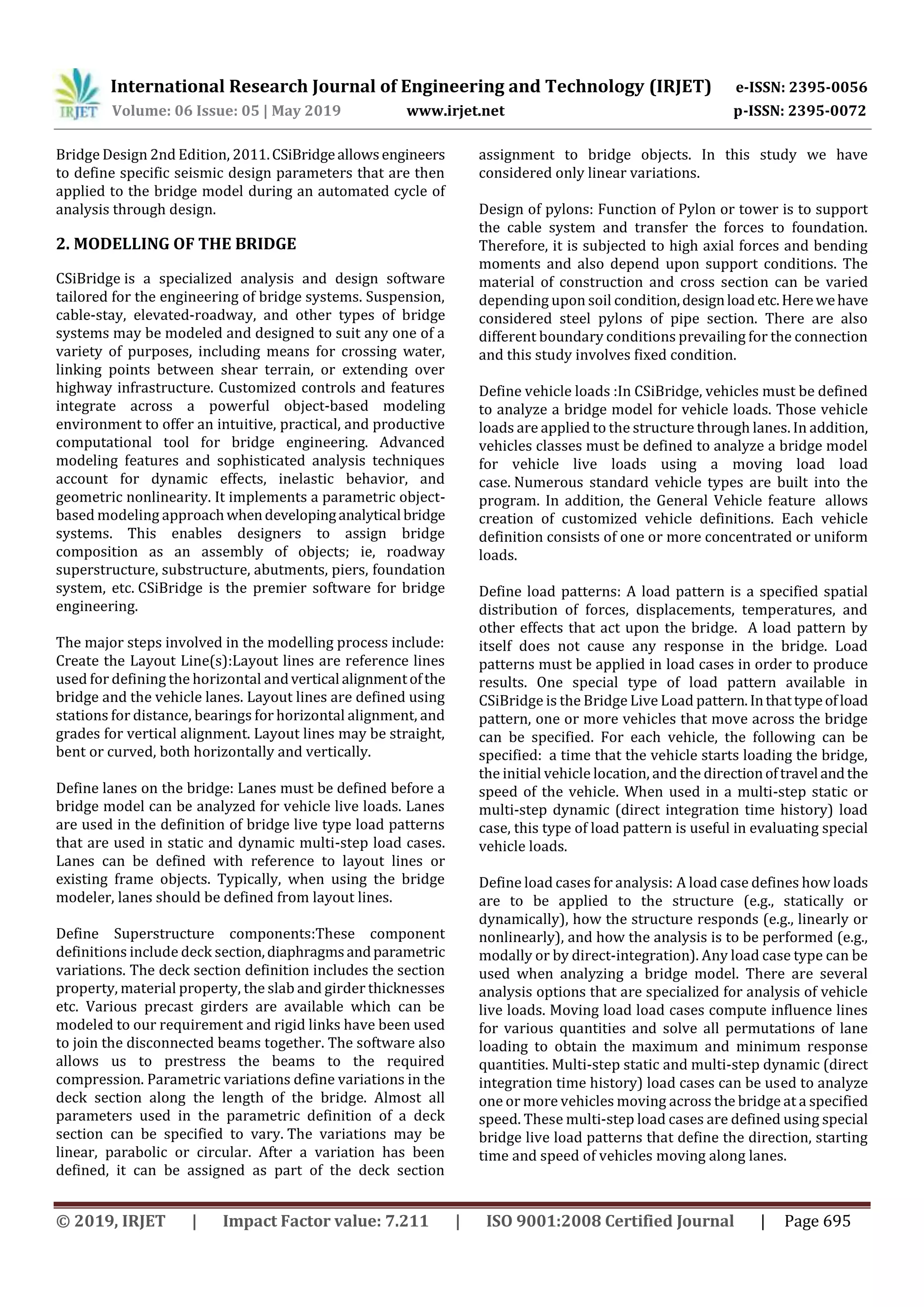 IRJET- Study on Cable Stayed Bridge using Csibridge Software | PDF