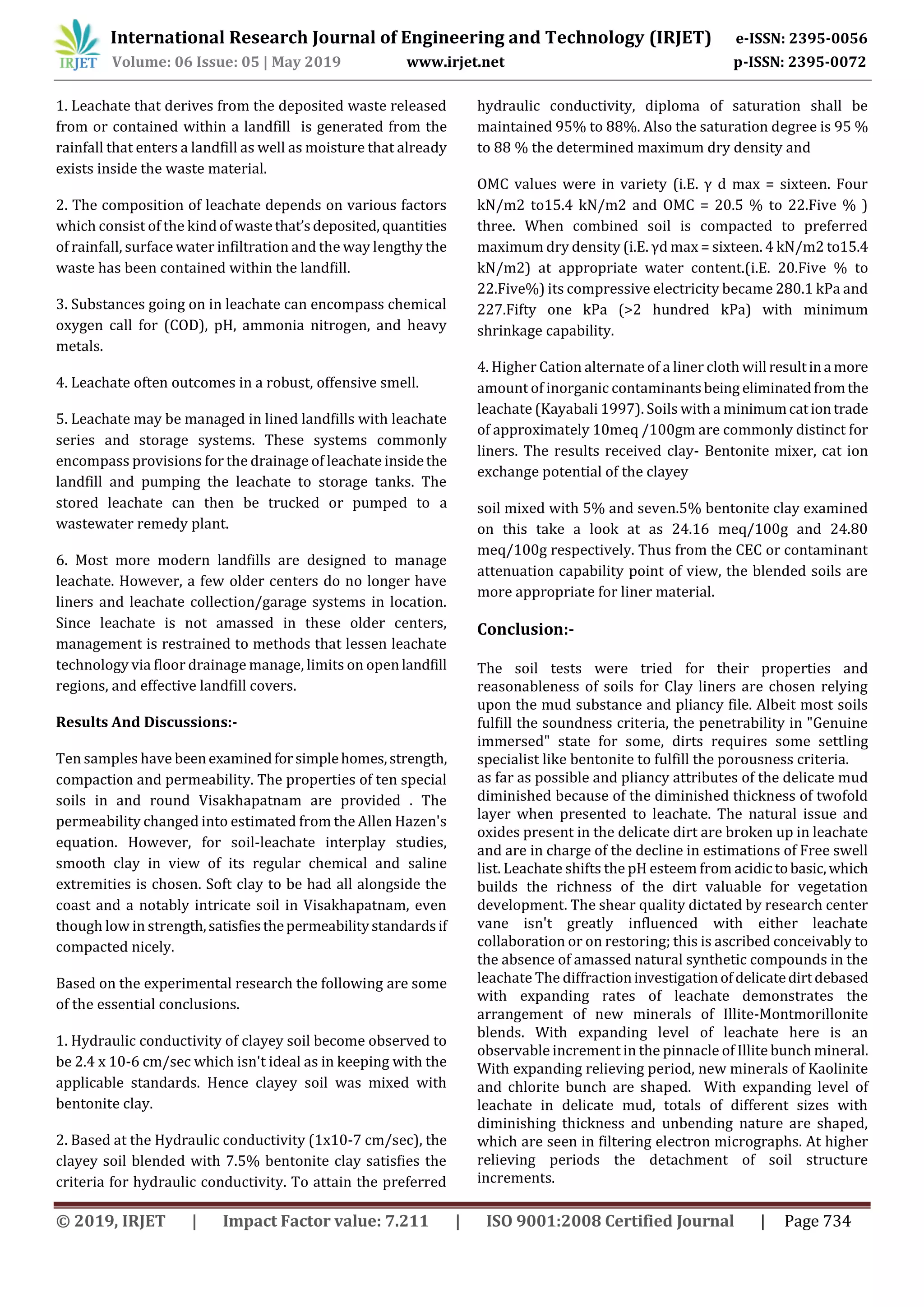 IRJET- Comparative Evaluation of Bentonite Soil with Ordinary Clay for ...