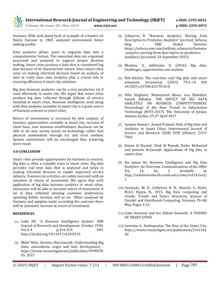 IRJET- A Reflection on Big Data Business Analytics in Smart Cities | PDF