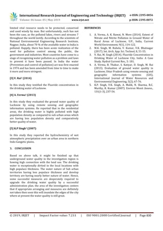 IRJET- A Review of Hydrochemical Assessment and GIS Mapping of Groundwater in Rural and Urban ...