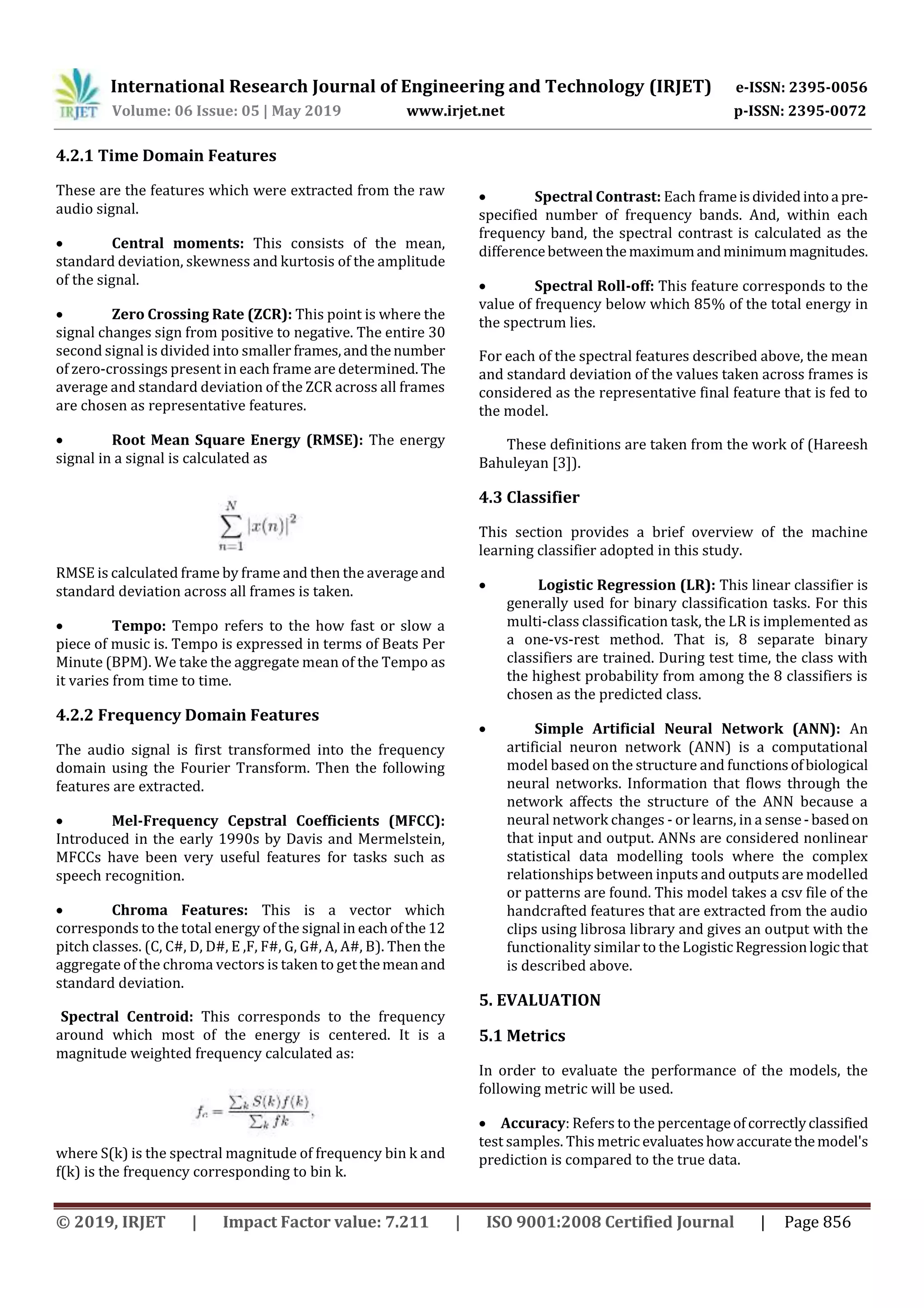IRJET- Music Genre Classification using Machine Learning Algorithms: A Comparison | PDF ...