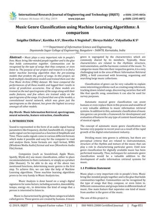IRJET- Music Genre Classification using Machine Learning Algorithms: A Comparison | PDF ...
