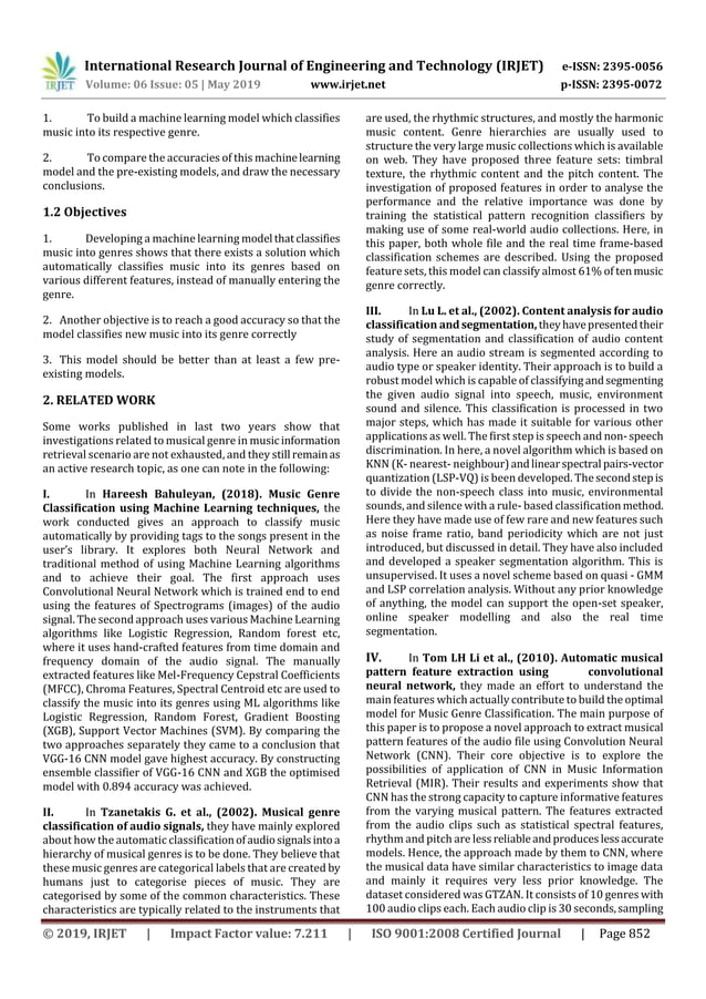 Irjet Music Genre Classification Using Machine Learning Algorithms A