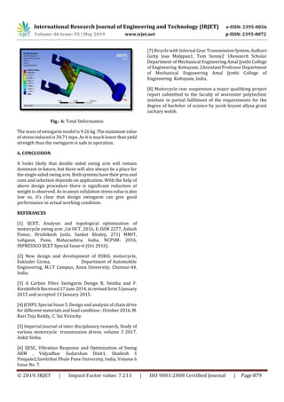 IRJET- Design and Analysis of Single Sided Swing ARM for Modified Bike ...