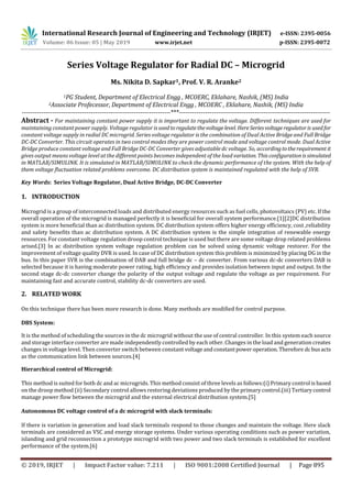 IRJET- Series Voltage Regulator for Radial DC – Microgrid | PDF