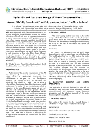 IRJET- Hydraulic and Structural Design of Water Treatment Plant | PDF